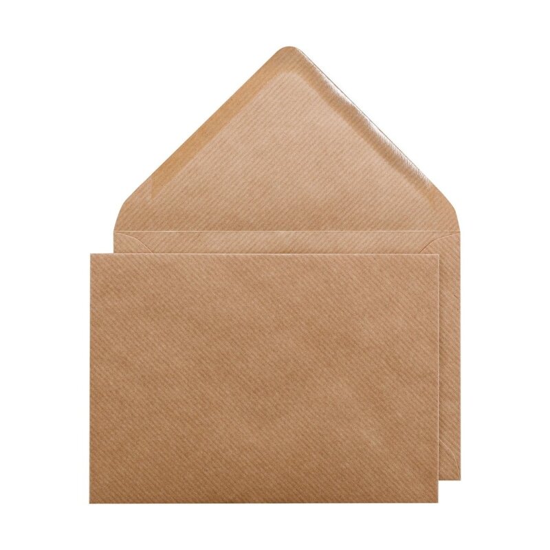 Envelope, C6, 114 x 162 mm, brown, ribbed, kraft, wet seal order, 0,14
