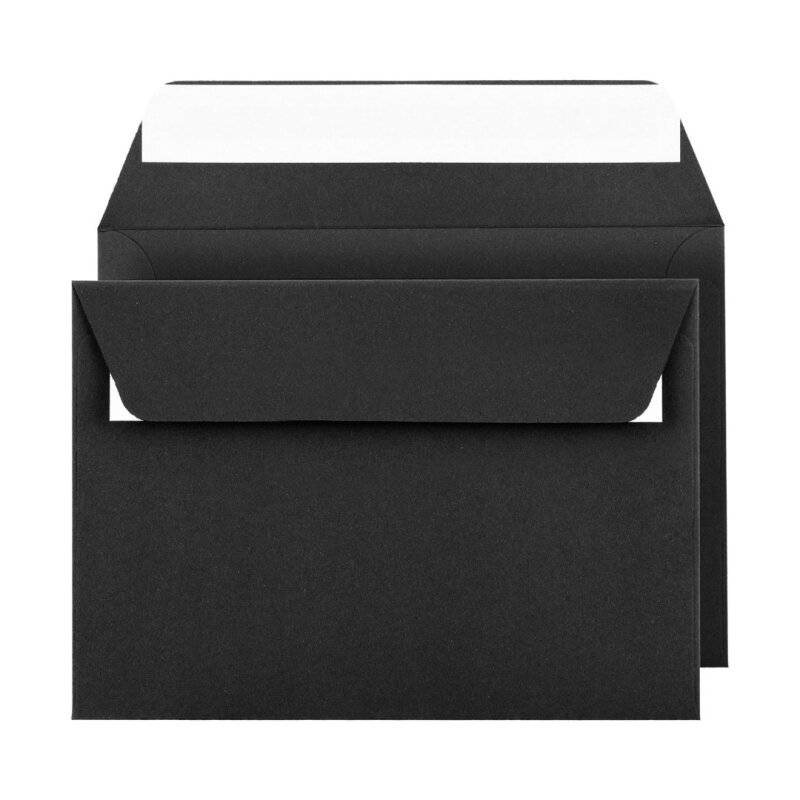 Umschlag, Kuvert 155 x 155 mm, Schwarz, glatt, gummiert