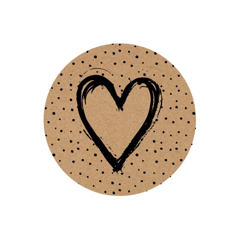 25 Sticker »Herz«, Braun rund 65 mm kaufen