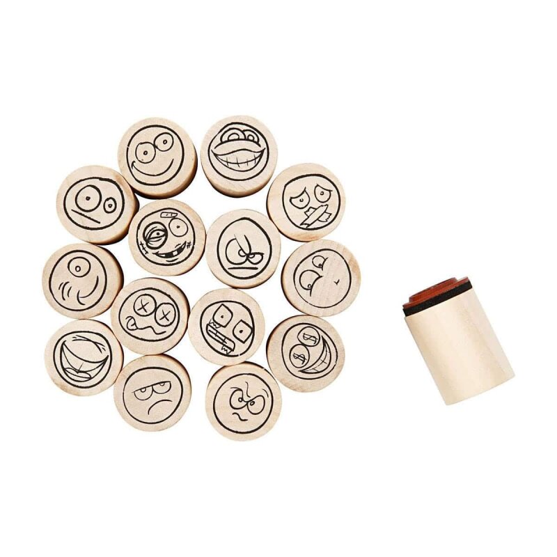 Holzstempelset Smileys, 15 Stempel kaufen