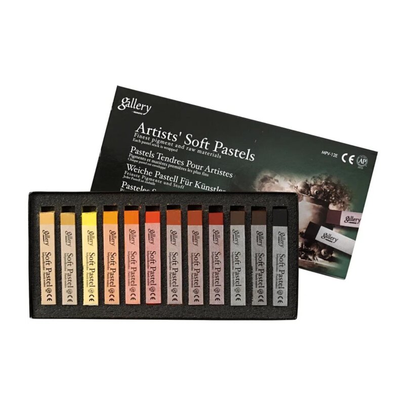 Gallery pastel crayons, 12 colors, brown tones - Order now!