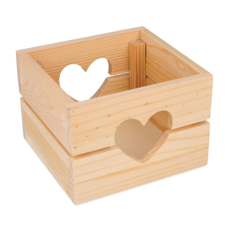 Deko Kiste mit Herz Ausschnitt aus Naturholz bestellen!